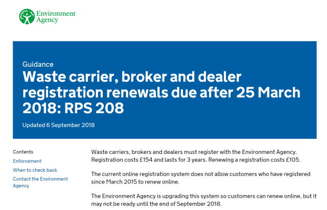 UPDATE: Waste Carrier, Broker and Dealer Registration renewals due ...